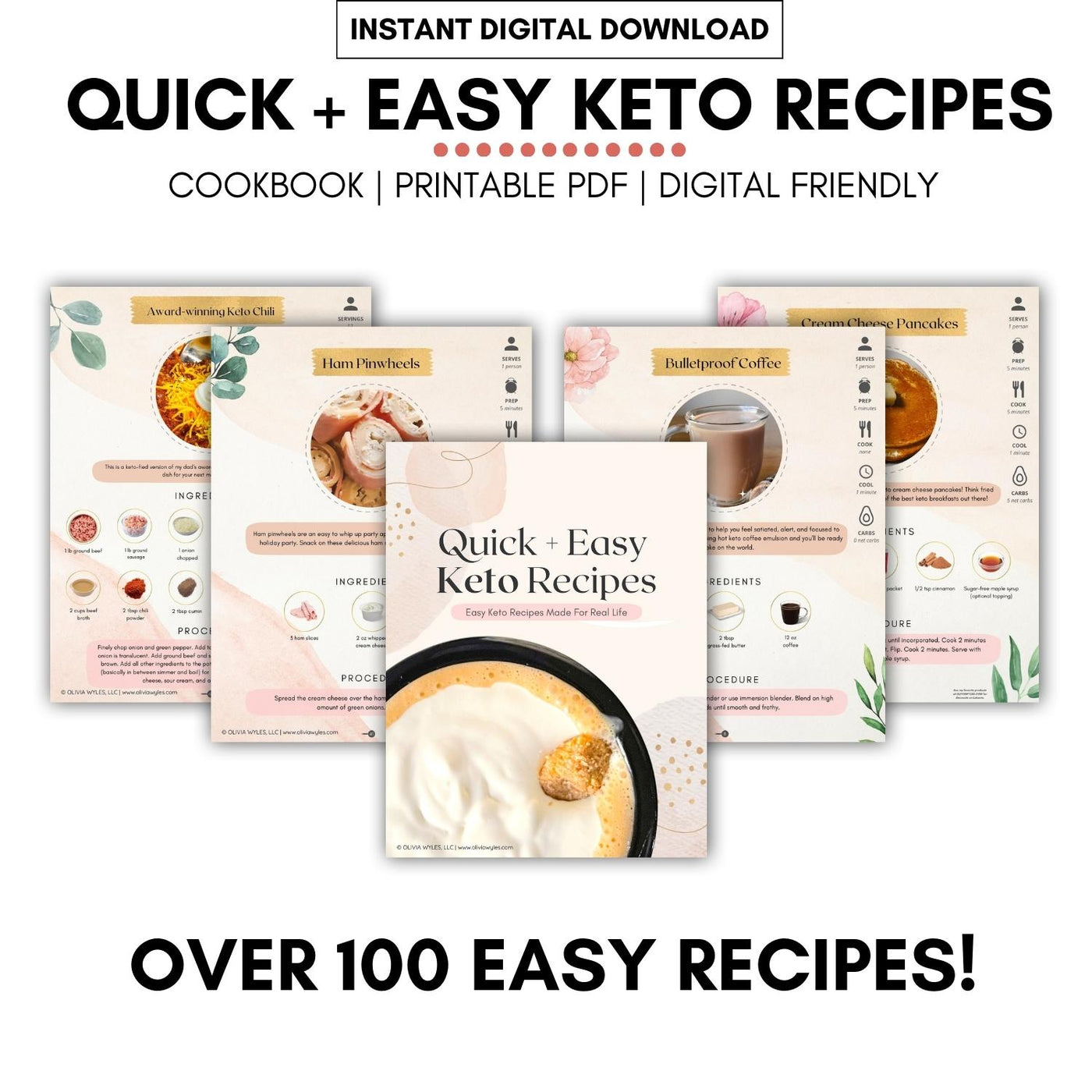 Quick + Easy Keto Recipes Cookbook | Digital PDF
