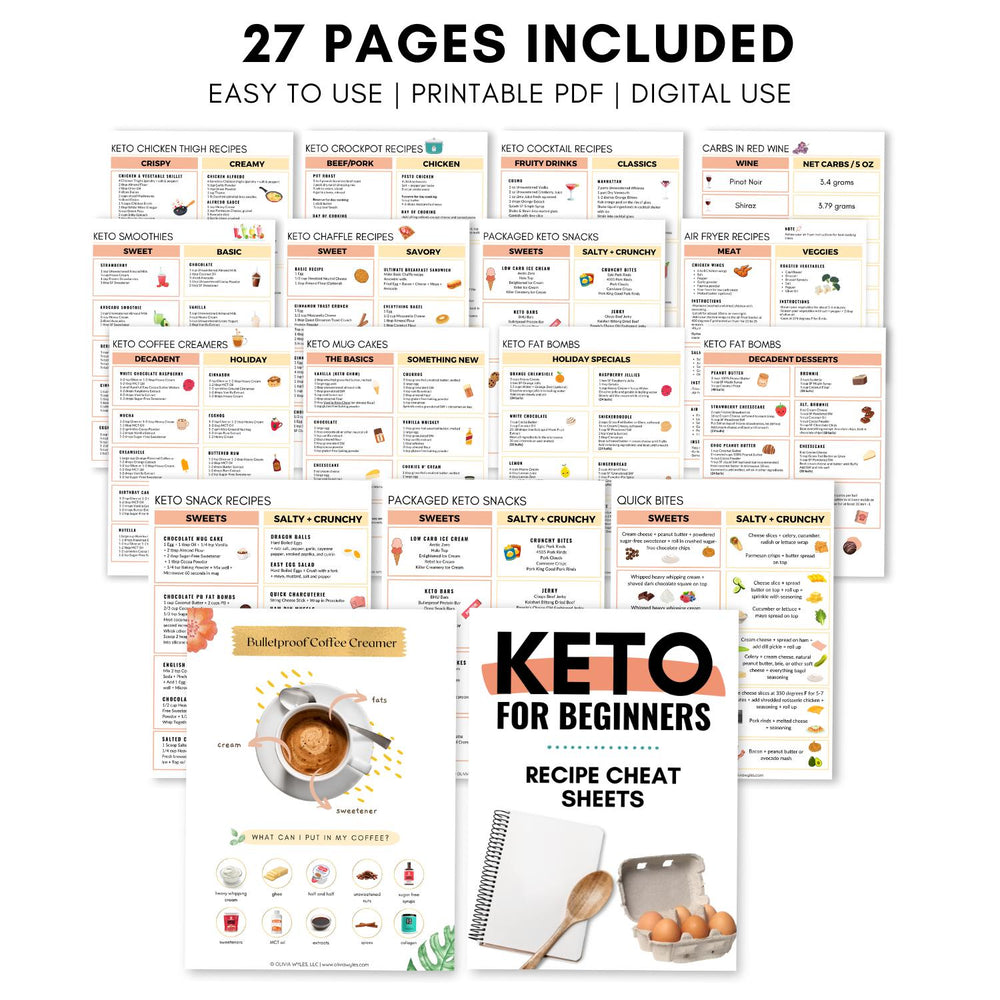 Keto Recipe Cheat Sheets Printable (27 Pages)